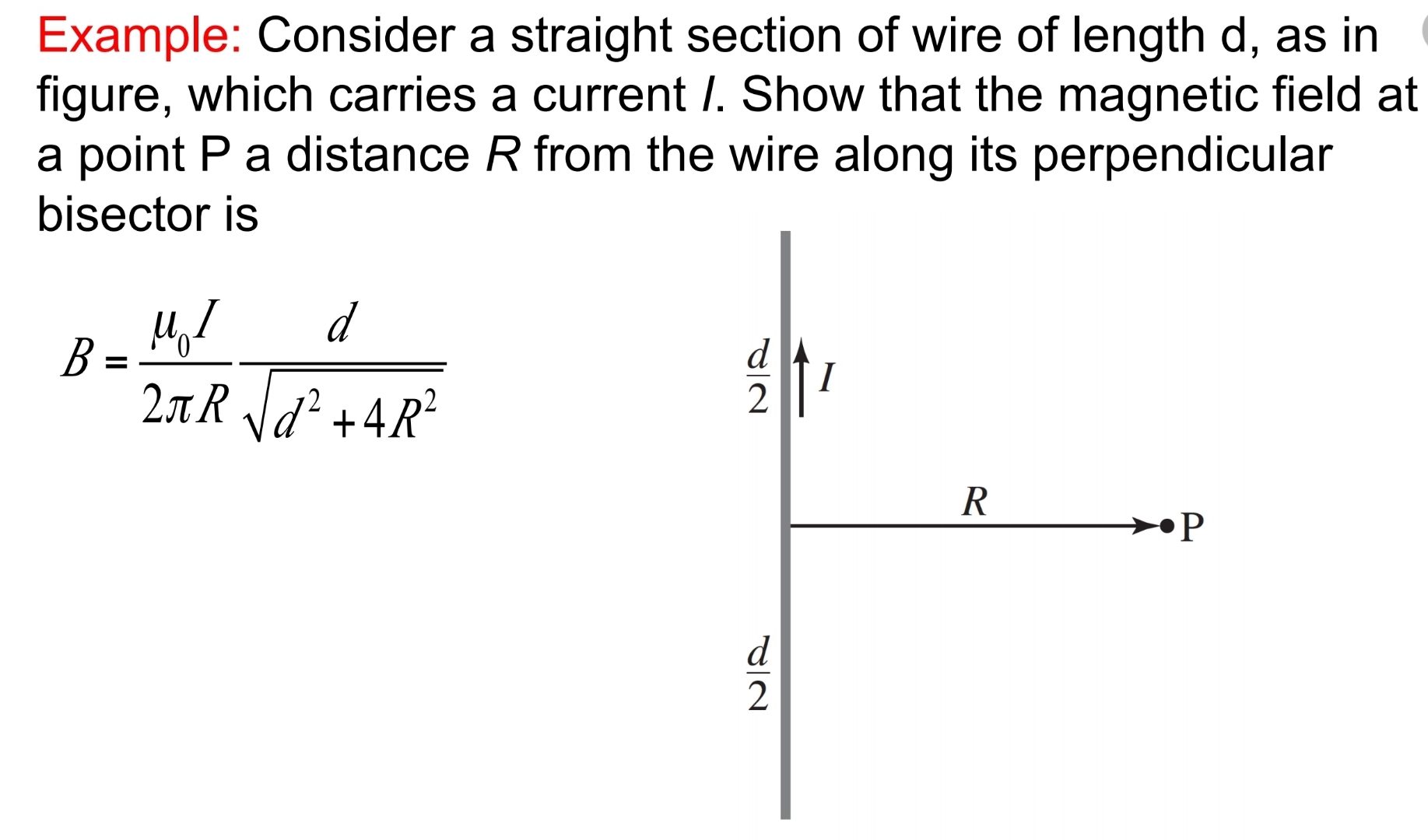 Solved Example: Consider a straight section of wire of | Chegg.com