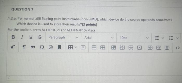 Solved 1.2. For normal ×86 floating point instructions | Chegg.com