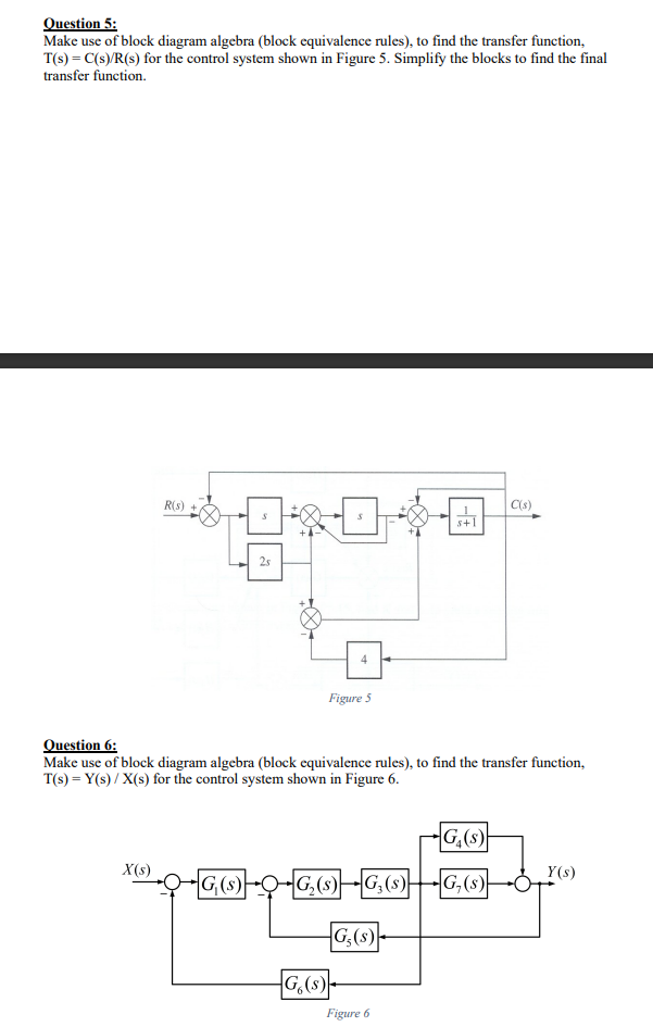 Solved Question 5:Make use of block diagram algebra (block | Chegg.com