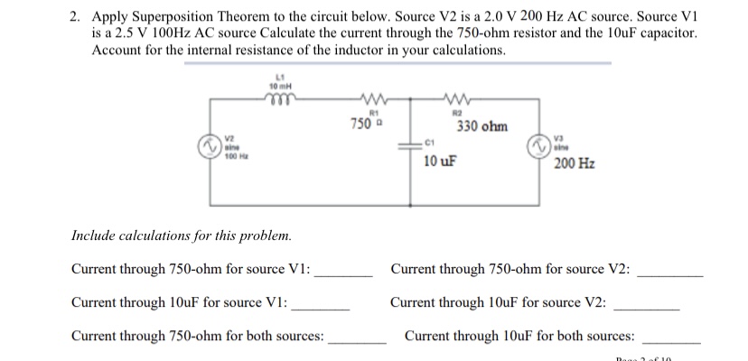 Solved Apply Superposition Theorem to the circuit below. | Chegg.com