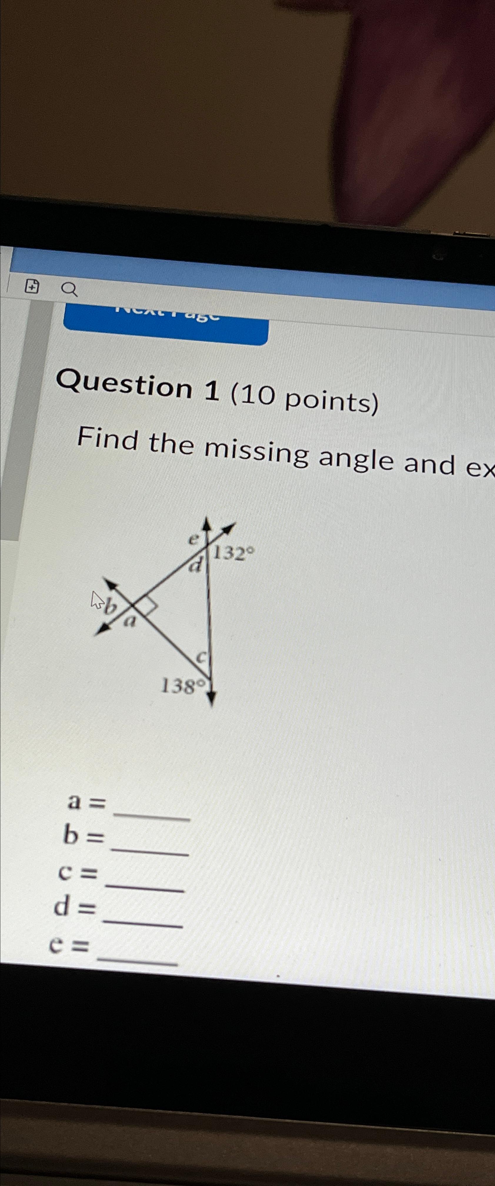 Solved Question 1 (10 points)Find the missing angle and | Chegg.com Solved Question 1 (10 points)Find the missing angle and | Chegg.com