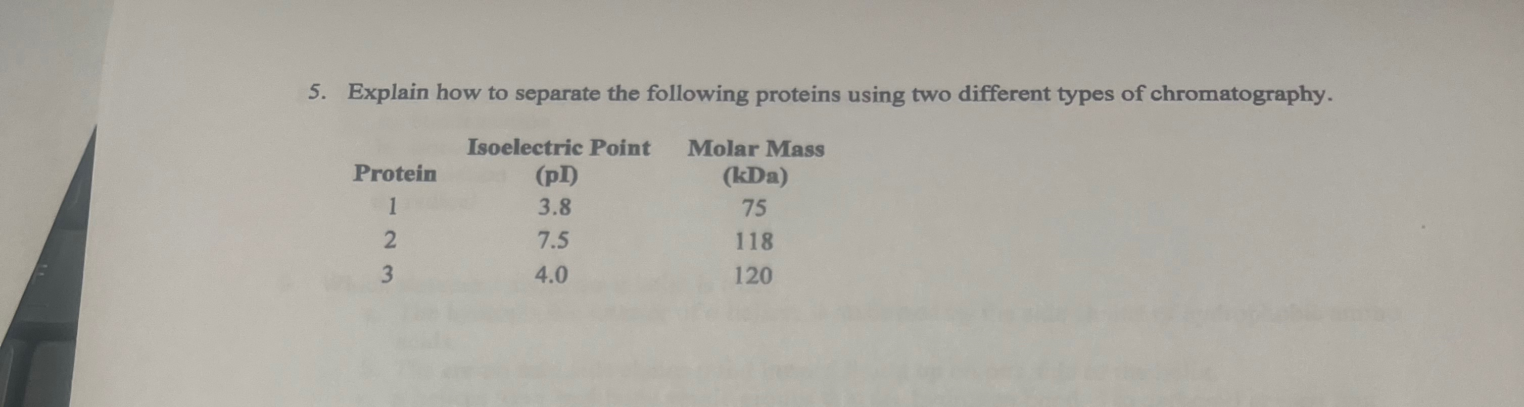 Solved Explain how to separate the following proteins using | Chegg.com