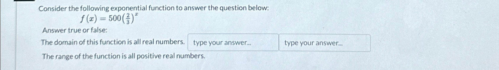 Solved Consider the following exponential function to answer | Chegg.com
