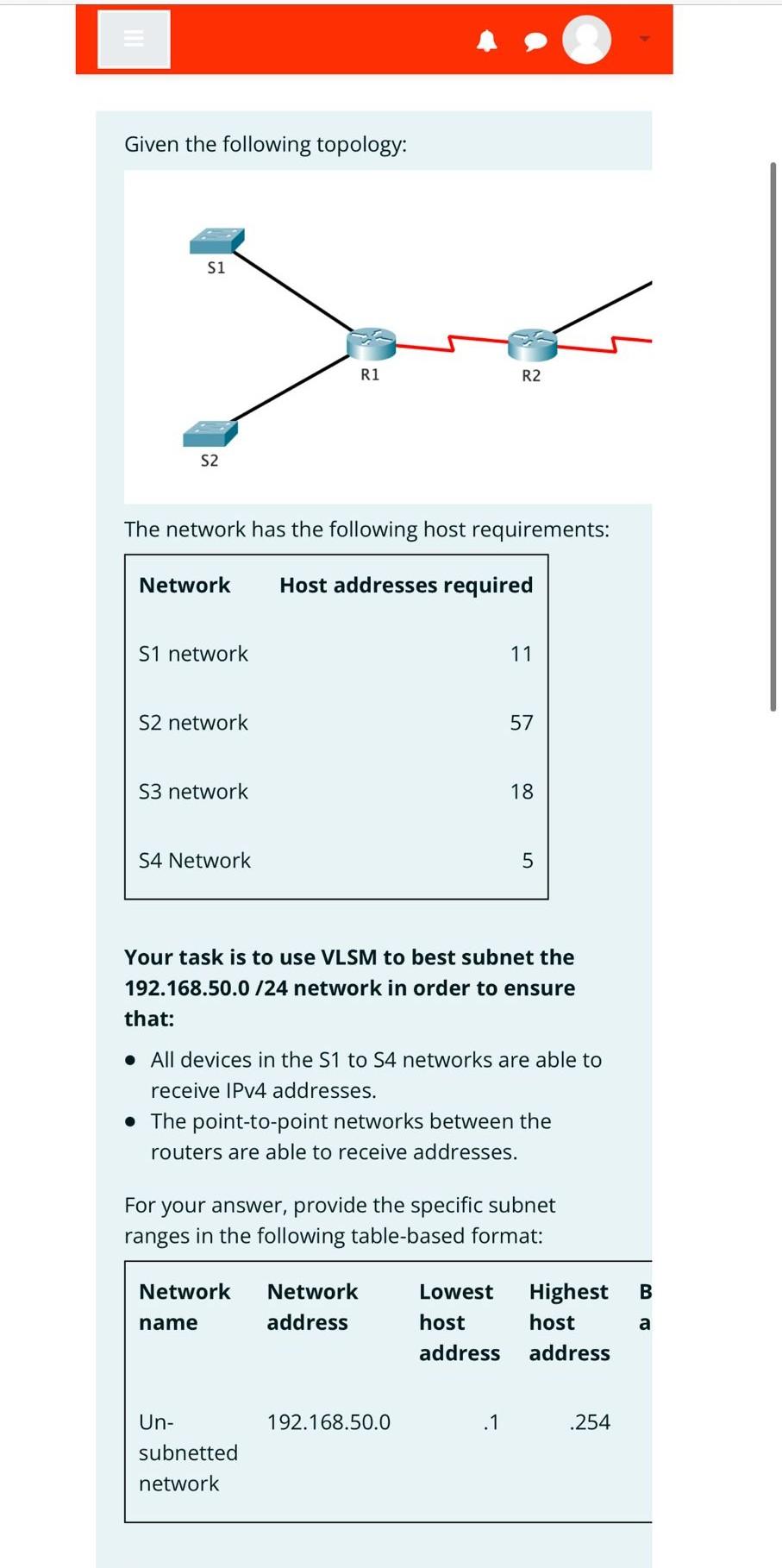 Solved Given the following topology: $1 R1 R2 S2 The network | Chegg.com