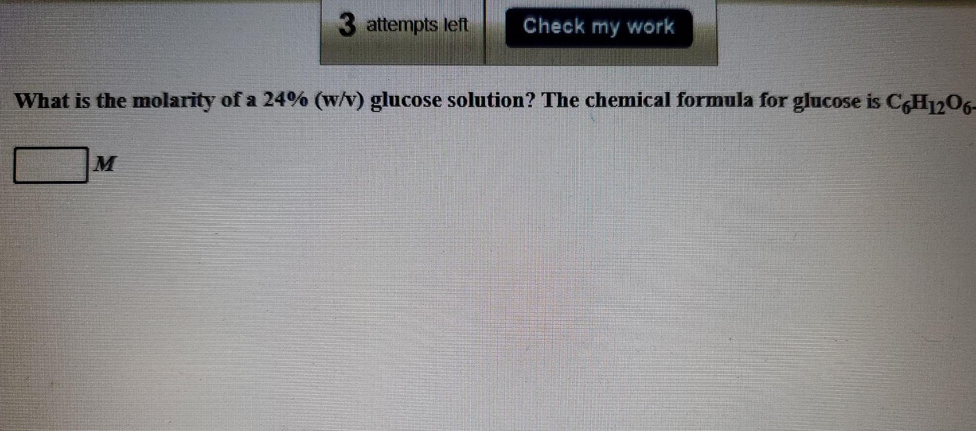 Solved 3 attempts left Check my work What is the molarity of | Chegg.com