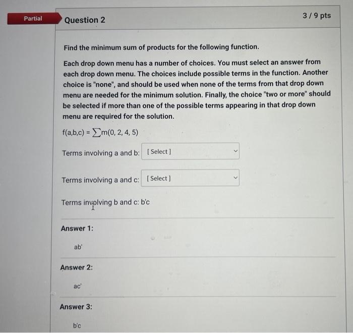 Solved Find the minimum sum of products for the following | Chegg.com