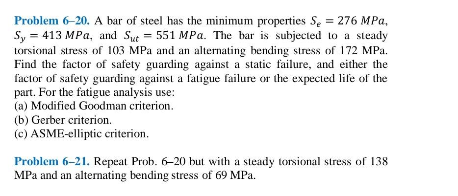Solved Problem 6-20. A bar of steel has the minimum | Chegg.com