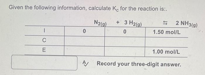 Solved Given the following information, calculate Kc for the | Chegg.com