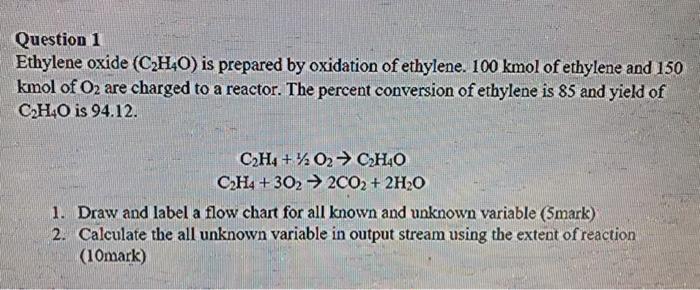 Solved Question 1 Ethylene oxide (C2H40) is prepared by | Chegg.com