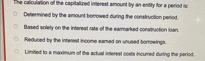 Solved The calculation of the capitalized interest amount by | Chegg.com