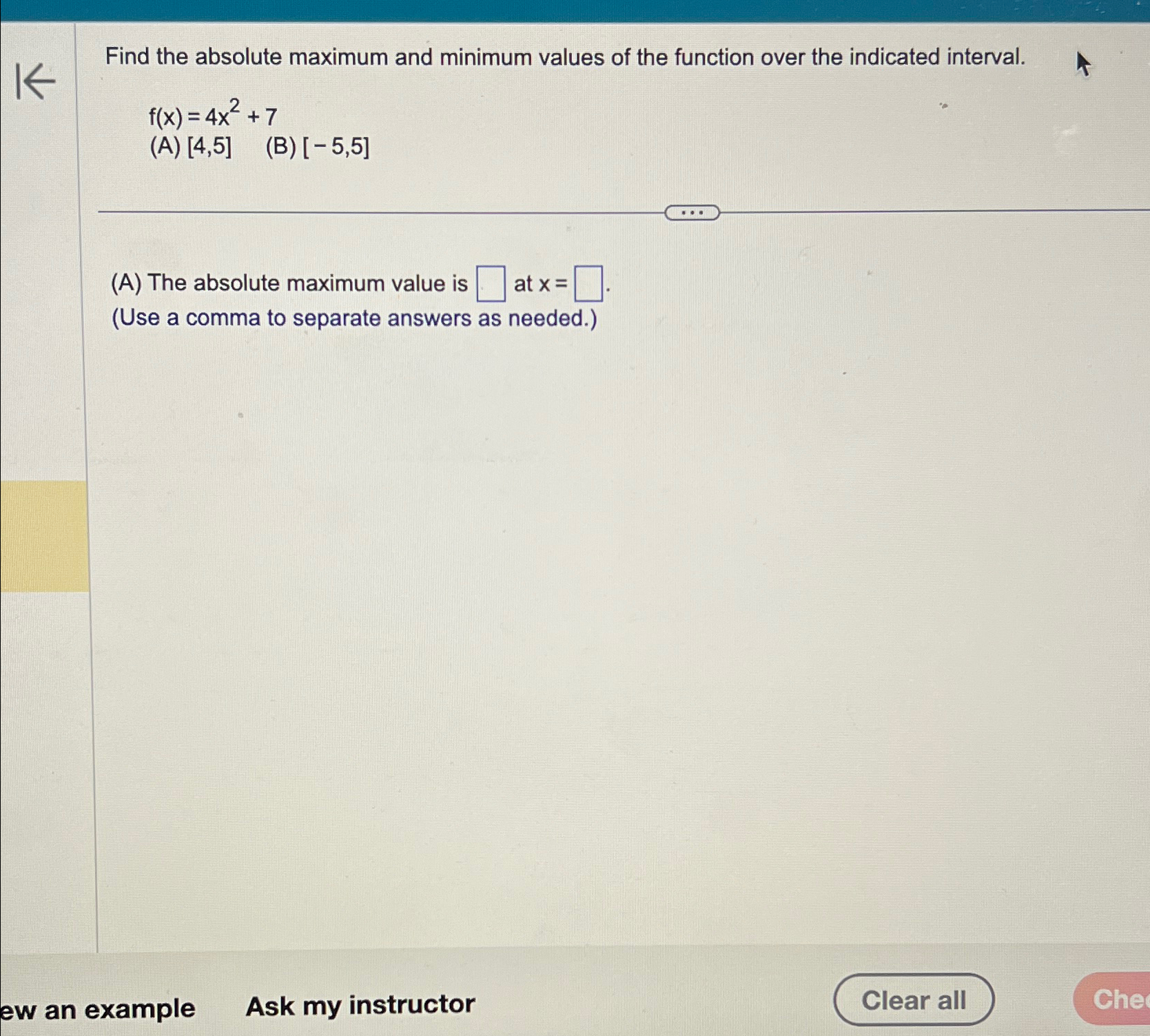 Solved Find the absolute maximum and minimum values of the | Chegg.com