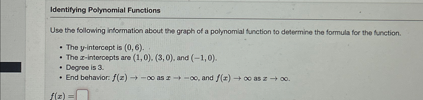 Solved Identifying Polynomial FunctionsUse the following | Chegg.com