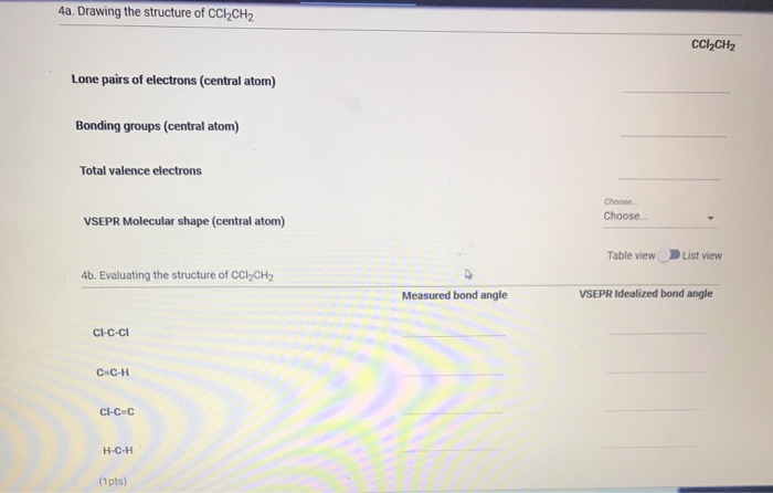 Solved 4a. Drawing the structure of CCI2CH2 CCl2CH2 Lone | Chegg.com