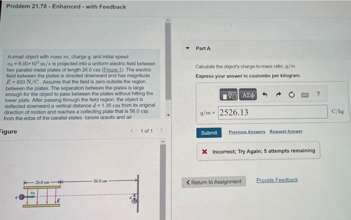 Solved A small object with mass m, charge q, and initial | Chegg.com