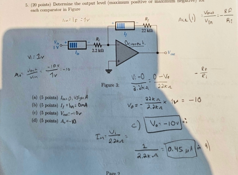 Solved ( 20 ﻿points) ﻿Determine the output level (maximum | Chegg.com