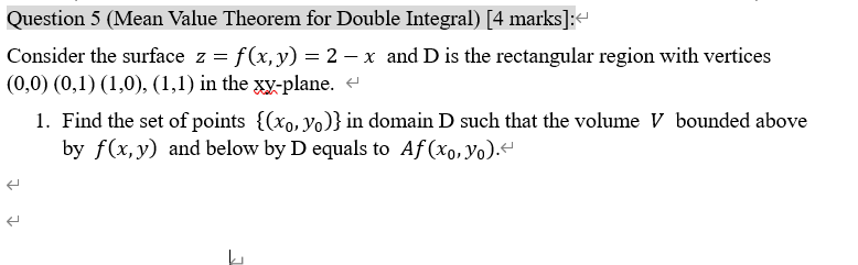 Solved Question 5 (Mean Value Theorem for Double | Chegg.com