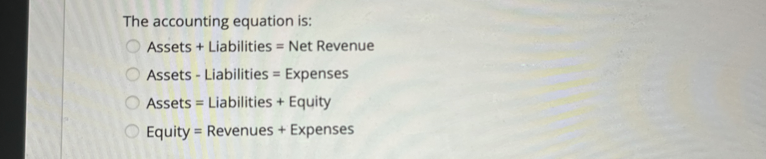Solved The accounting equation is:Assets + ﻿Liabilities = | Chegg.com