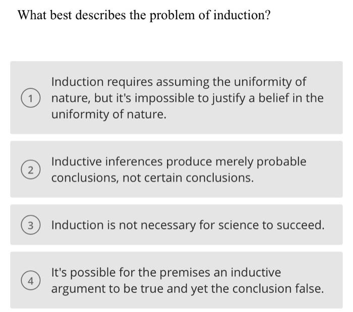 Solved What best describes the problem of induction? 1 | Chegg.com