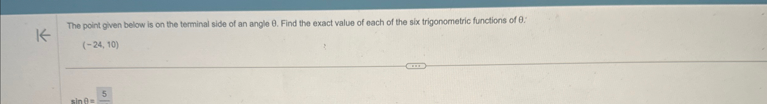 Solved The point given below is on the terminal side of an | Chegg.com