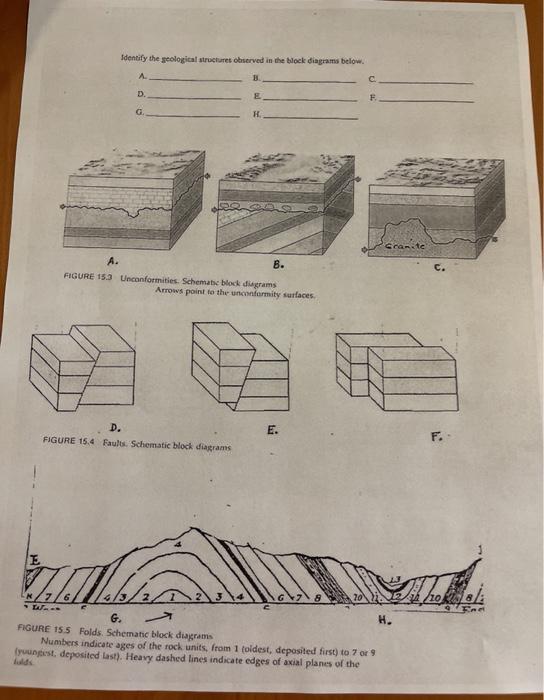Solved Identify the geological structures observed in the | Chegg.com