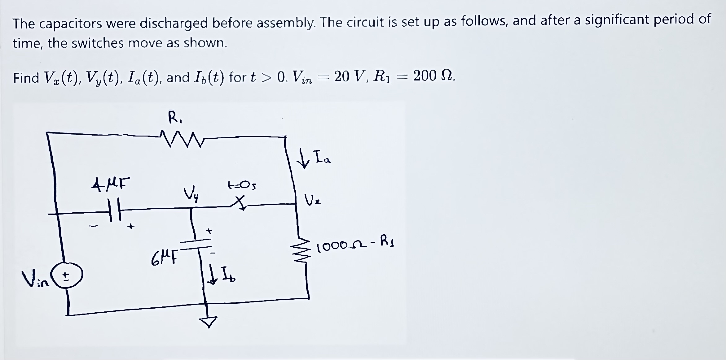 The capacitors were discharged before assembly. The | Chegg.com
