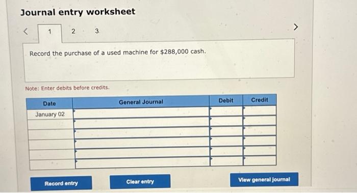Solved Journal entry worksheet Record the purchase of a used | Chegg.com