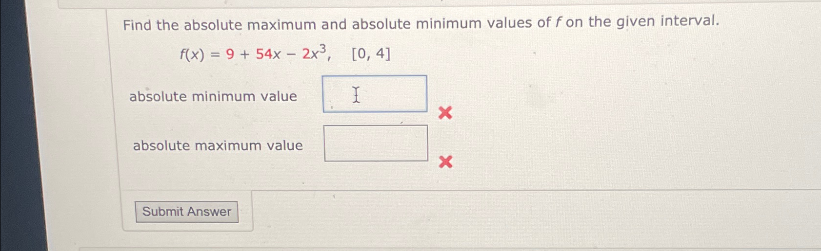 Solved Find the absolute maximum and absolute minimum values | Chegg.com