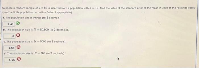 Solved Suppose a random sample of size 50 is selected from a | Chegg.com