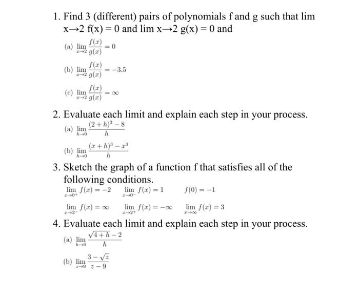 Solved 1. Find 3 (different) pairs of polynomials f and g | Chegg.com