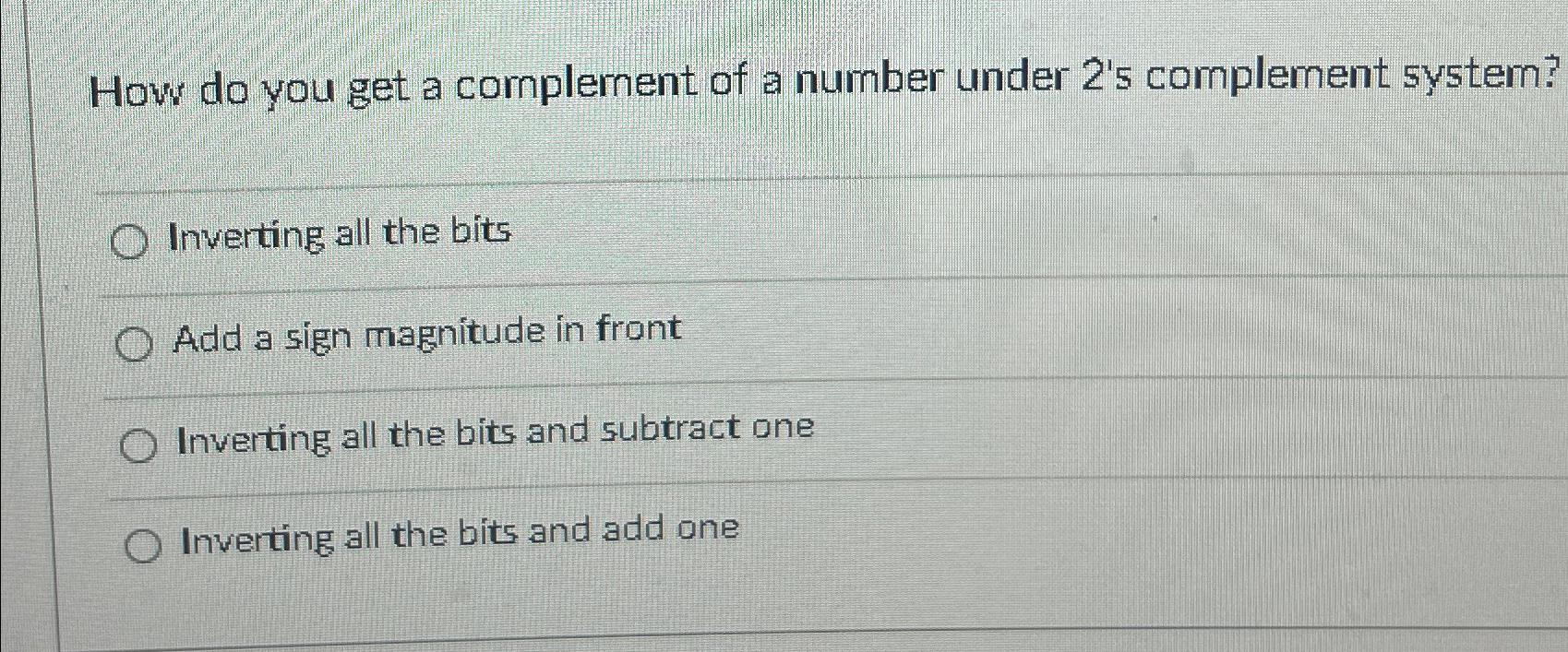 Solved How do you get a complement of a number under 2'5 | Chegg.com