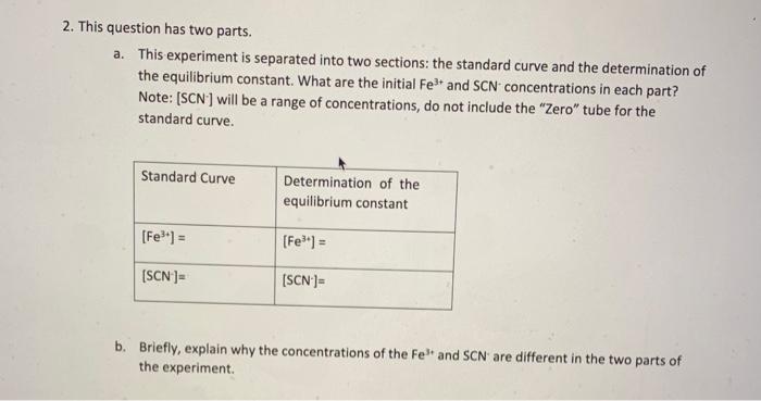 Solved This question has two parts. a. This experiment is | Chegg.com