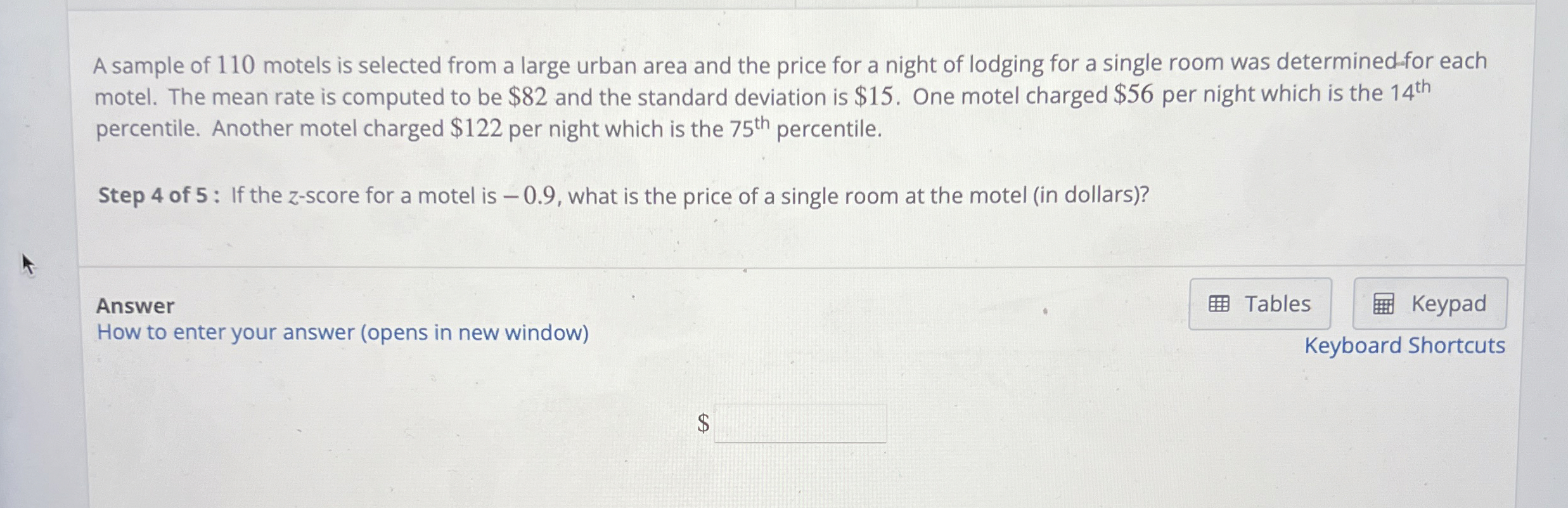 Solved A sample of 110 ﻿motels is selected from a large | Chegg.com