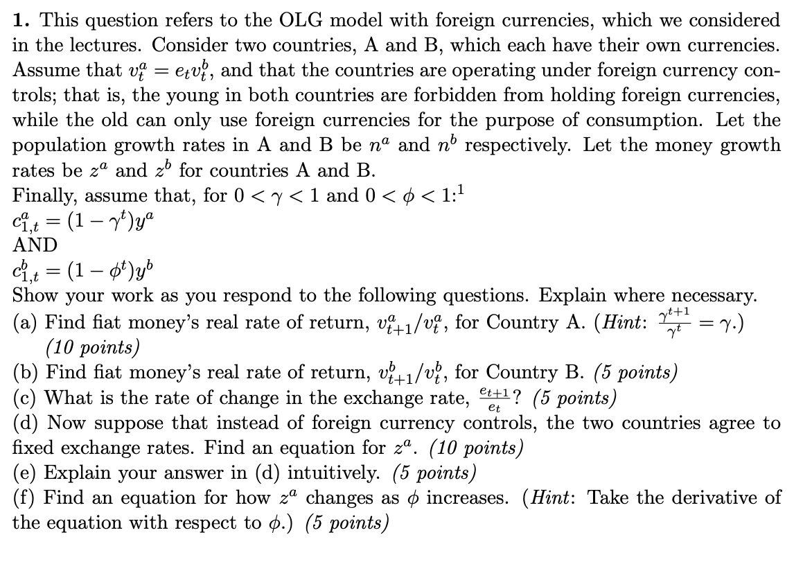 Solved This question refers to the OLG model with foreign | Chegg.com