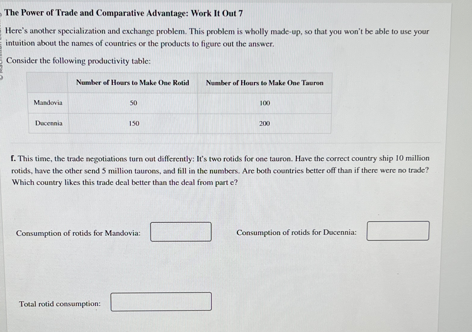 Solved The Power of Trade and Comparative Advantage: Work It | Chegg.com