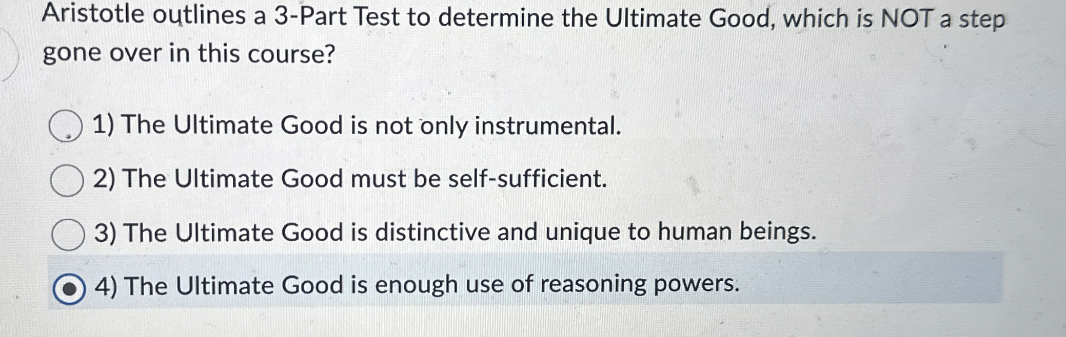 Solved Aristotle outlines a 3-Part Test to determine the | Chegg.com