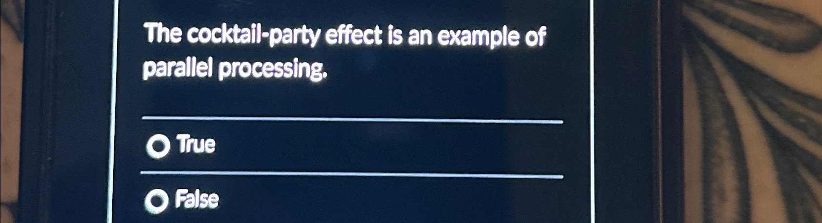 Solved The cocktail-party effect is an example of parallel | Chegg.com