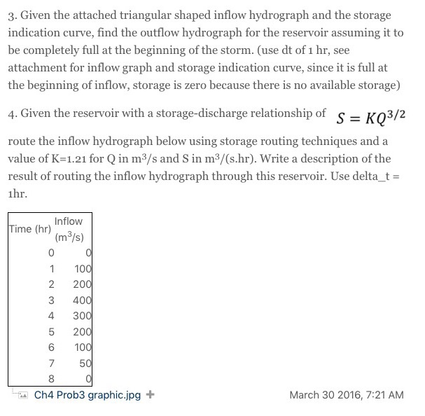 Solved 3. Given the attached triangular shaped inflow | Chegg.com