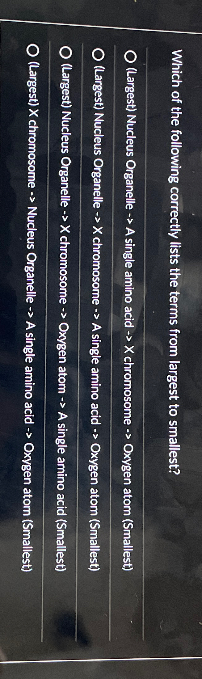 Solved Which of the following correctly lists the terms from | Chegg.com