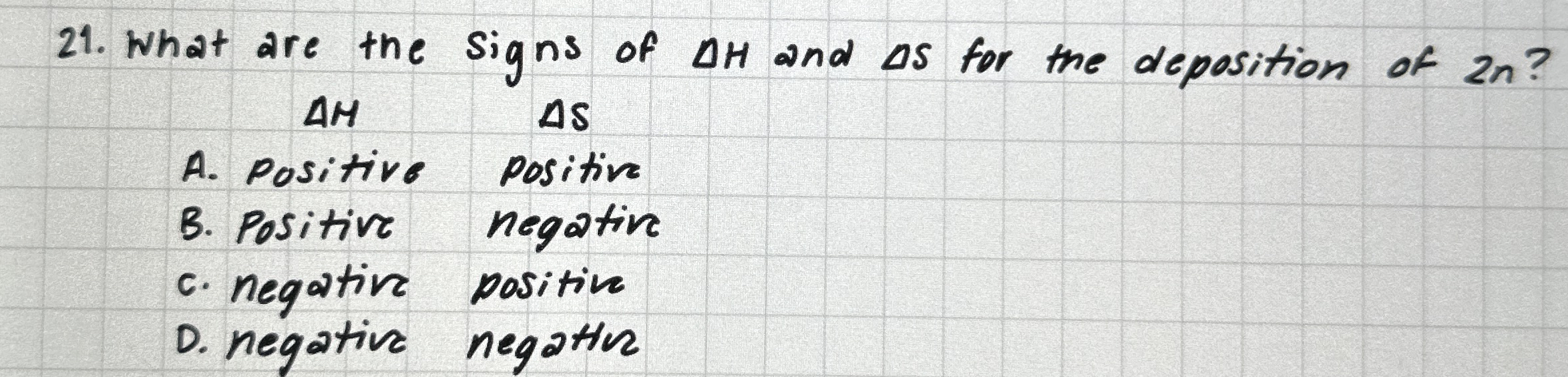 Solved What are the signs of ΔH ﻿and ΔS ﻿for the deposition | Chegg.com