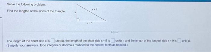 Solved Solve the following problem. Find the lengths of the | Chegg.com