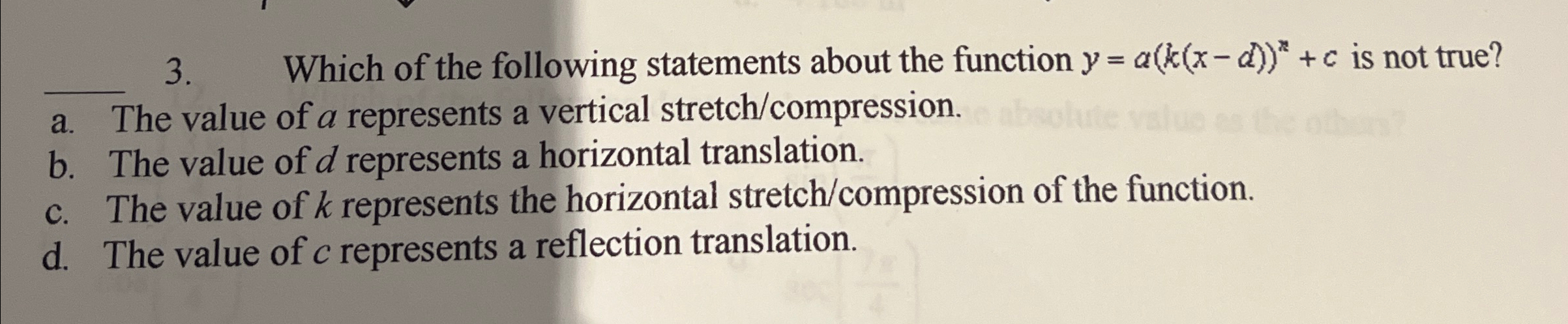 Solved Which of the following statements about the function | Chegg.com