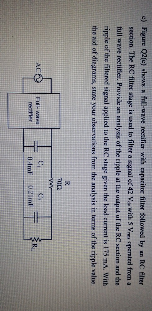 c) Figure Q2(c) shows a full-wave rectifier with | Chegg.com
