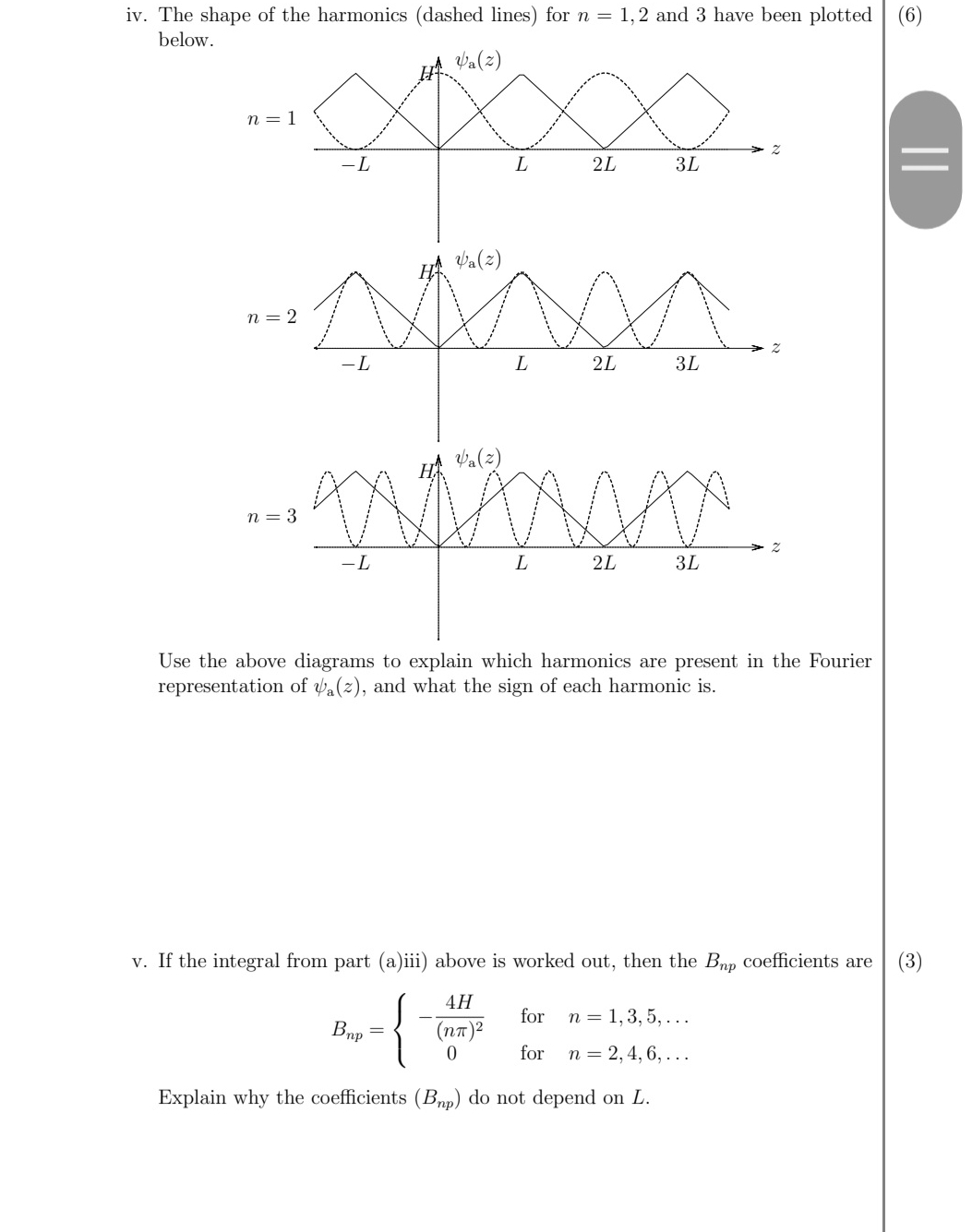 Solved iv. ﻿The shape of the harmonics (dashed lines) ﻿for | Chegg.com