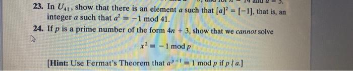 Solved 23. In U41, show that there is an element a such that | Chegg.com