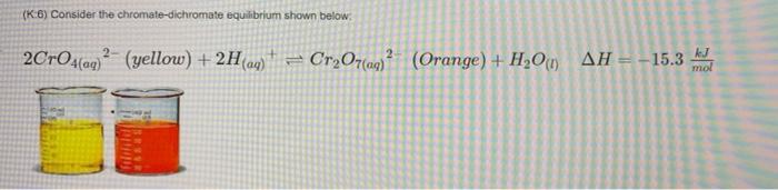 Solved (K6) Consider the chromate-dichromate equilibrium | Chegg.com