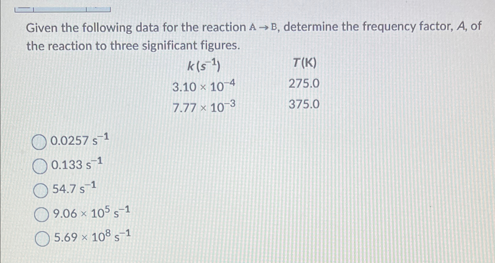 Solved Given the following data for the reaction A→B, | Chegg.com