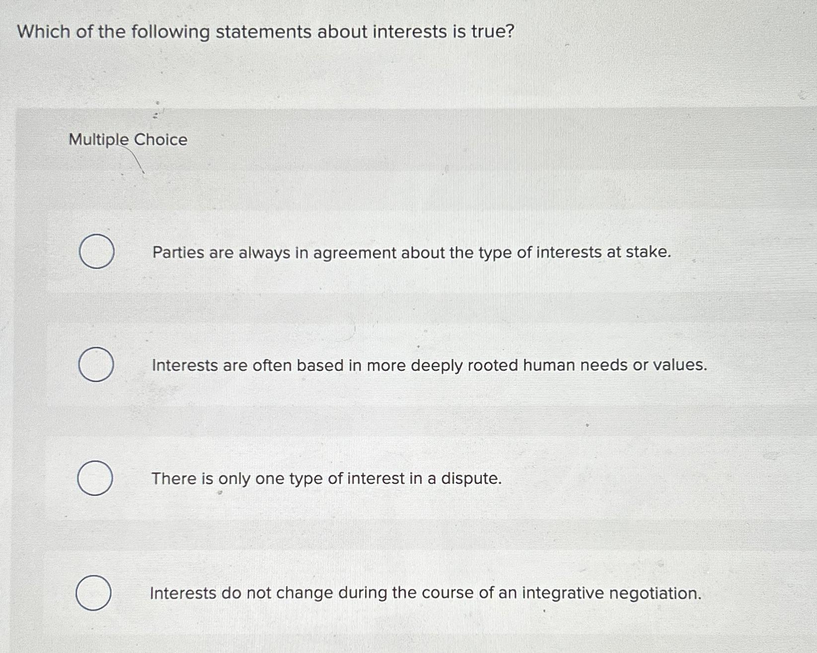Solved Which of the following statements about interests is | Chegg.com
