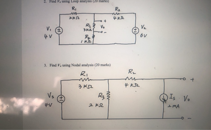 Solved 2. Find using Loop analysis (20 marks) RI R2 >K 4 kr | Chegg.com