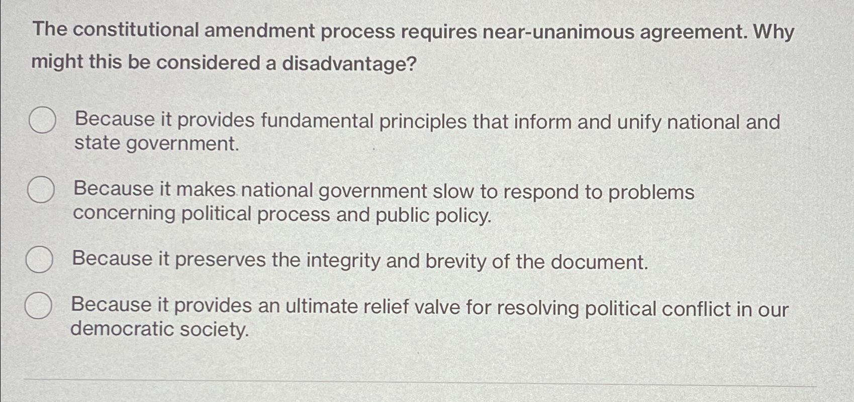 Solved The constitutional amendment process requires | Chegg.com