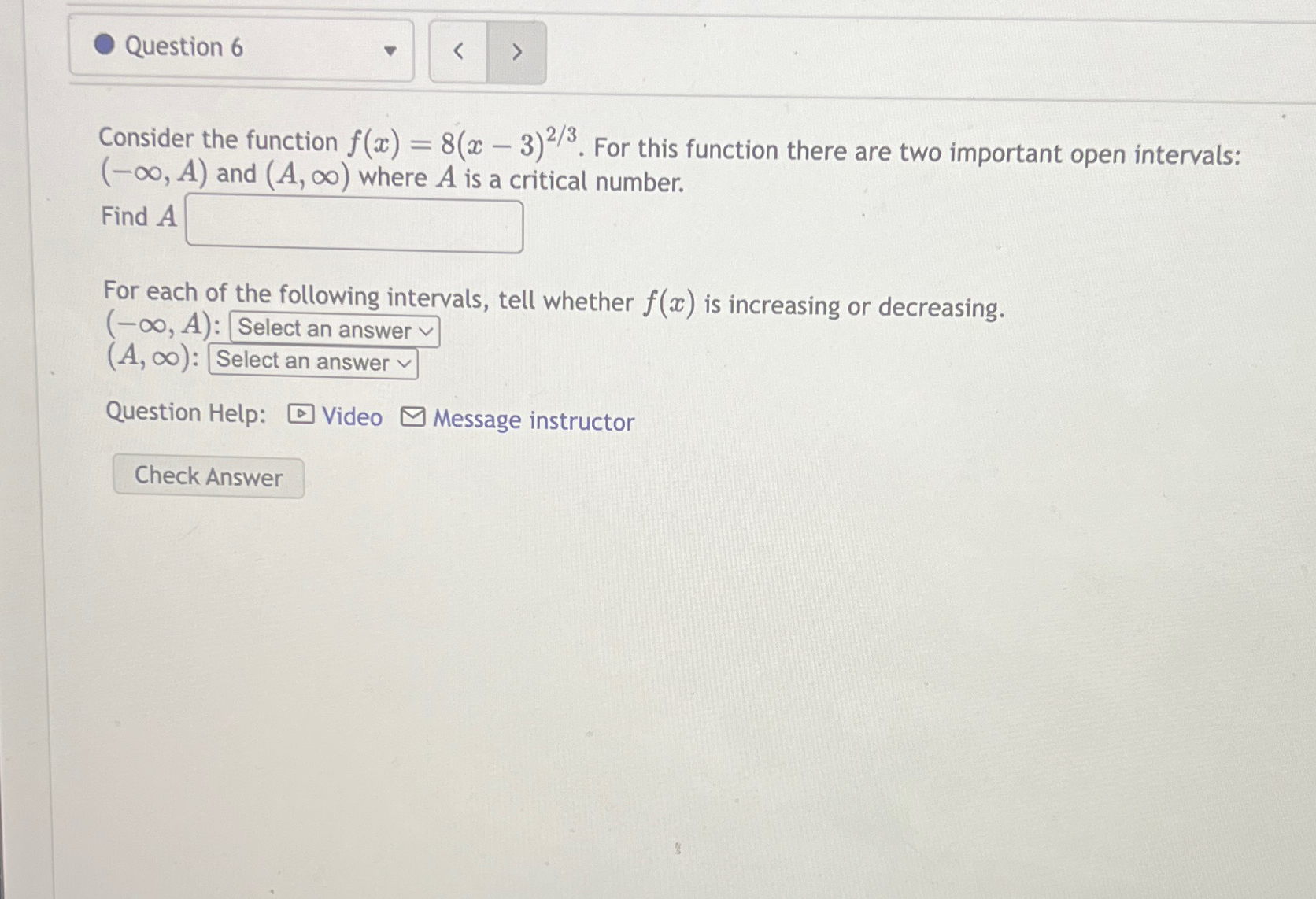 Solved Question 6Consider the function f(x)=8(x-3)23. ﻿For | Chegg.com